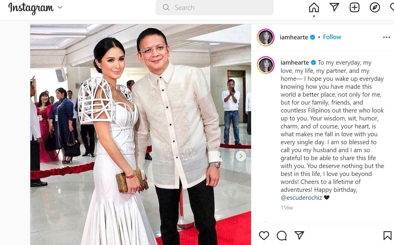 Heart’s lack of social media post about husband Chiz Escudero’s ...